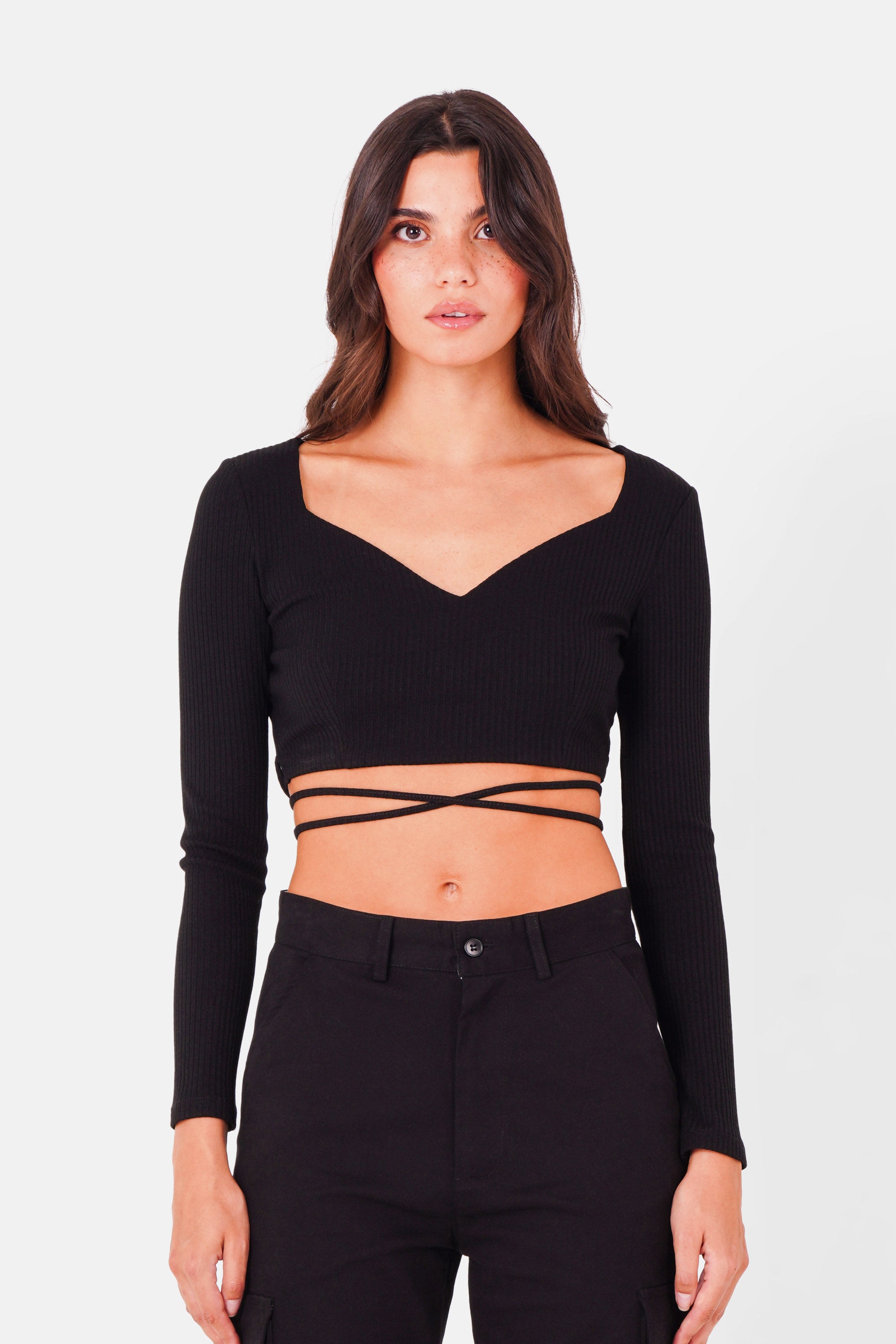 Top décolleté coeur cordon Noir – Sixth June