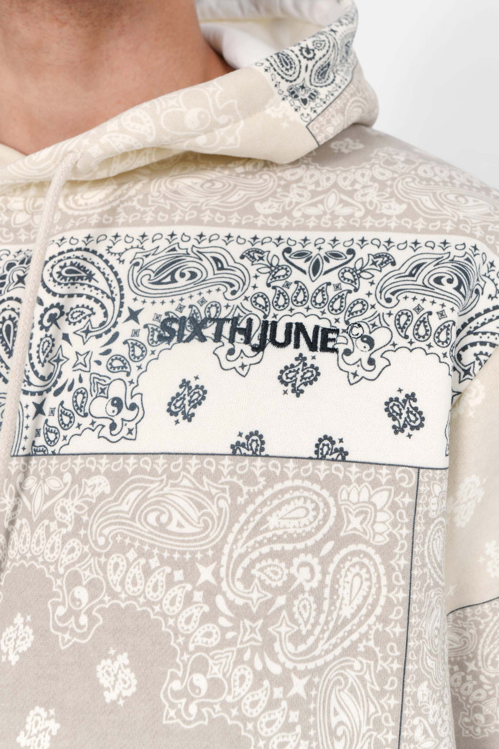 Sweat capuche bandana patchwork Beige – Sixth June