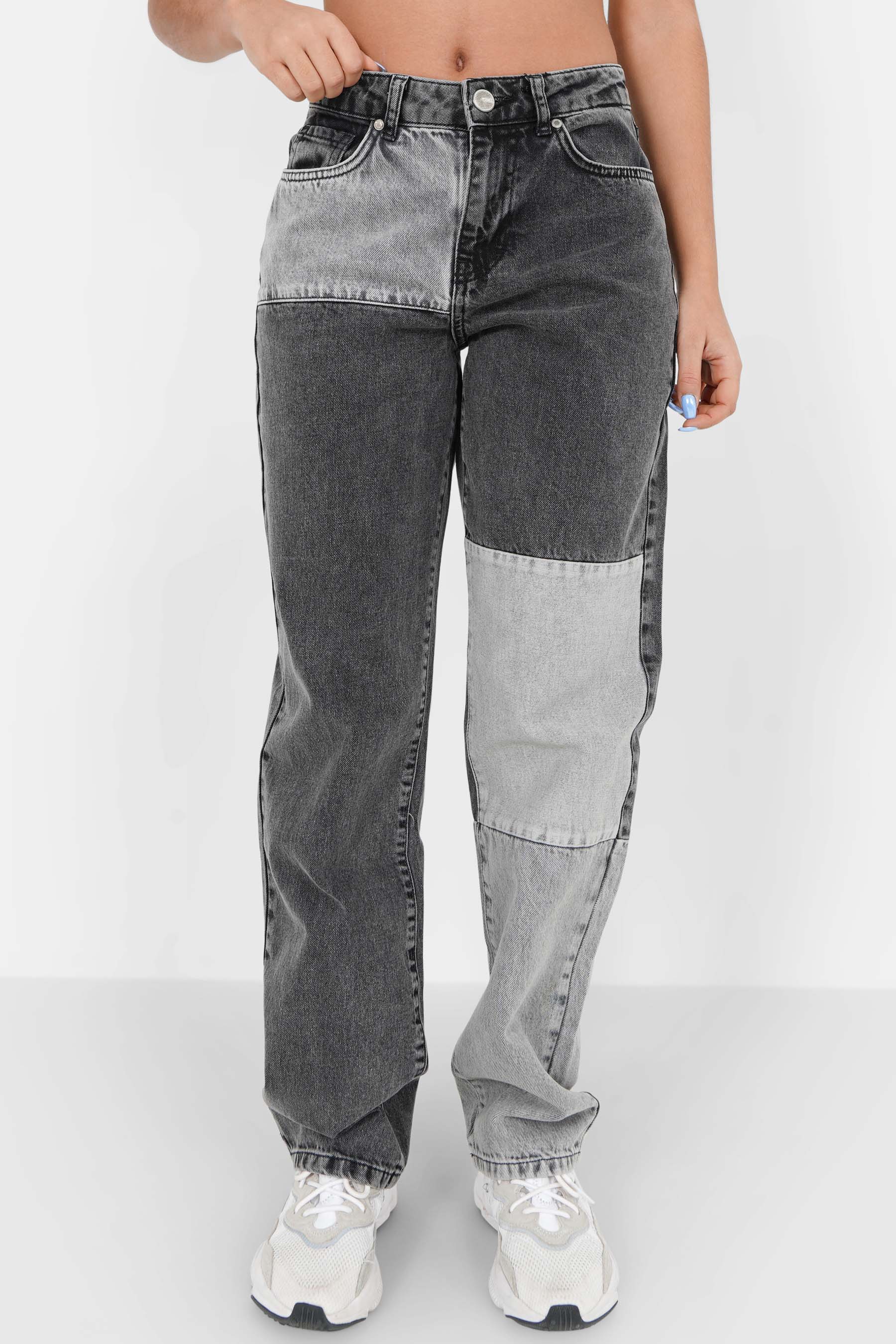 Patchwork large jeans dark Grey – Sixth June