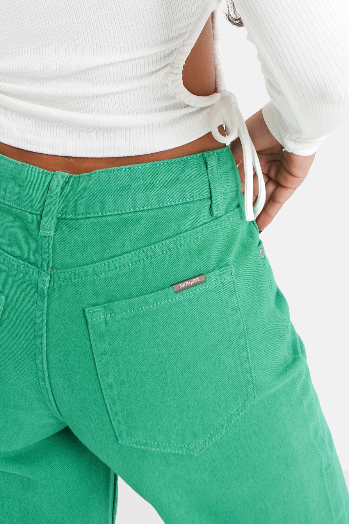 Large plain jeans Dark green – Sixth June