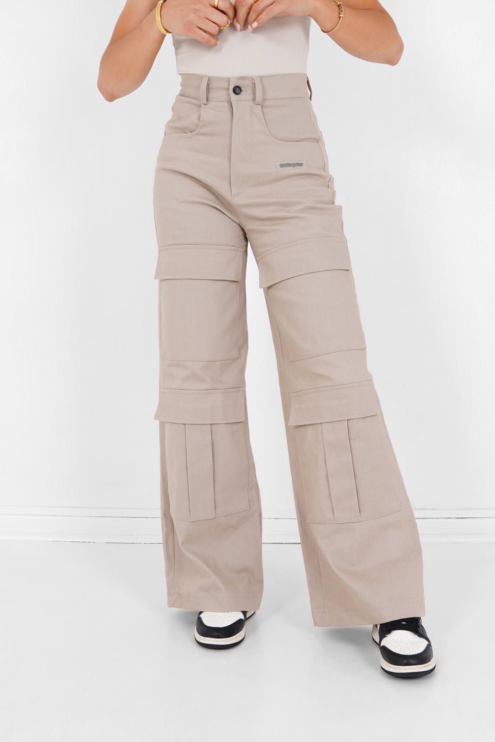 Wide leg cargo pants Beige – Sixth June